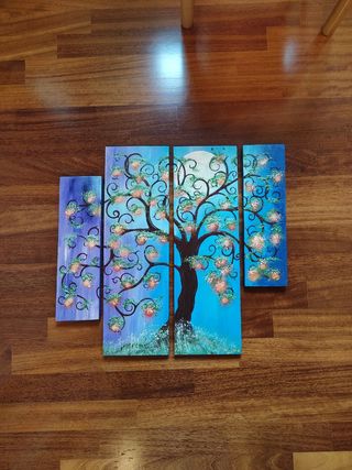 Quadro composto 4 pezzi su legno