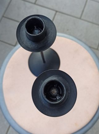 2 Portacandele in metallo nero
