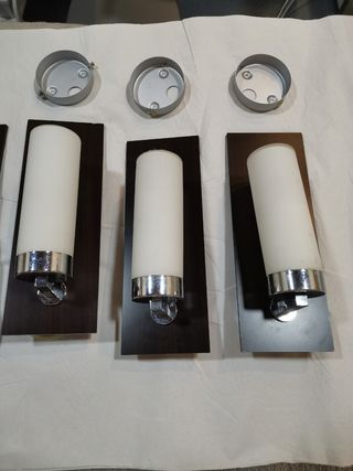 pack de 4 lámpara de pared color madera y blanco