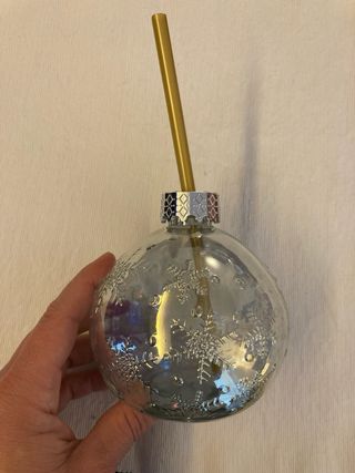 Porta bibite natalizio con cannuccia alto 10 cm