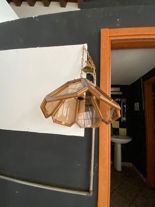 Coppia Lampade Teak in legno e vetro