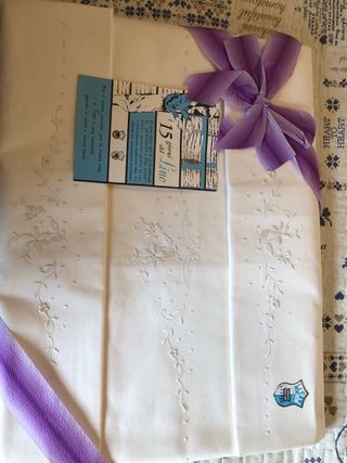 lenzuola lino vintage con ricami fiorentini