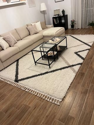 tappeto Shaggy a pelo alto in beige