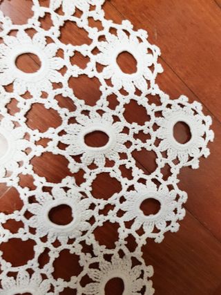 tovaglia esagonale uncinetto cotone bianco