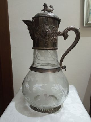 Caraffa di cristallo e Sheffield nuova con cartell