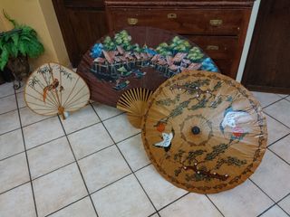 Parasole + 2 ventagli set antiquariato