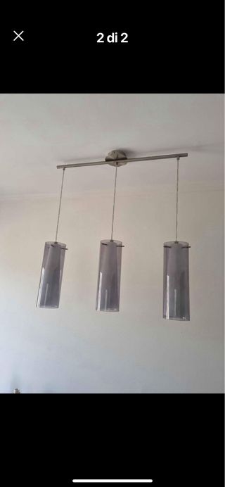 lampadario vintage di Design con 3  vetri doppi