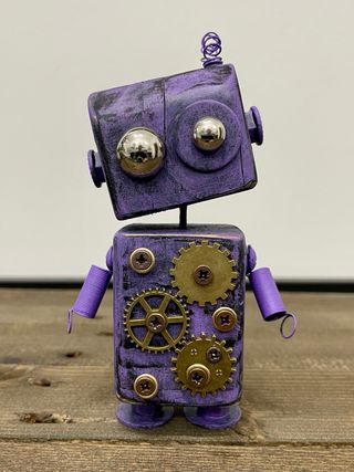 Statuetta robot steampunk stile vintage handmade