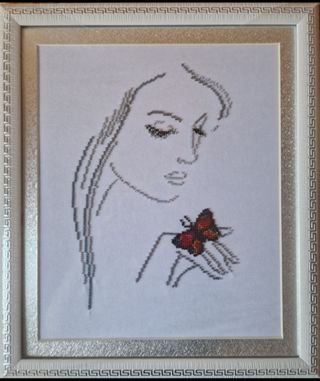 Quadro ricamato a mano con perline