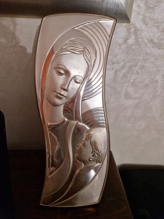 Quadretto icona madonna placcato in argento
