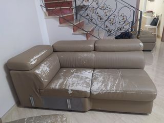 Divano letto 4 posti con penisola in similpelle