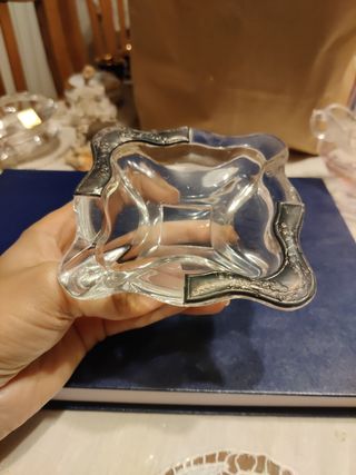 Posacenere in vetro e argento