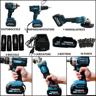Kit 3 in 1 Trapano Avvitatore + Avvitatore a Impul