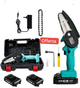 MINI MOTOSEGA 2 LAME 4" 6" TAGLIARAMI ELETTRICA EL