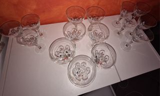 Lotto set 15 calici varie misure intarsiati