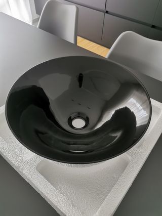 Lavabo da appoggio ceramica nero lucido