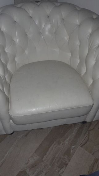 Poltrona in vera pelle Bianca