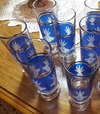 Set 6 Bicchieri decoro Blu e oro