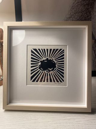 disegno xilografico con cornice in legno