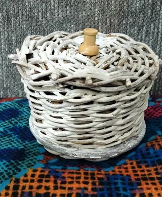 Cestino cofanetto in vimini shabby