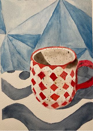 Acquerello originale dipinto a mano tazza