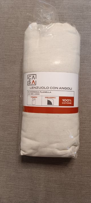 Lenzuolo 1 piazza con angoli in flanella