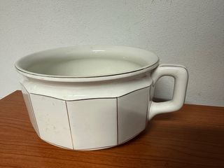 vaso in ceramica Laveno bianco e oro diam cm 19