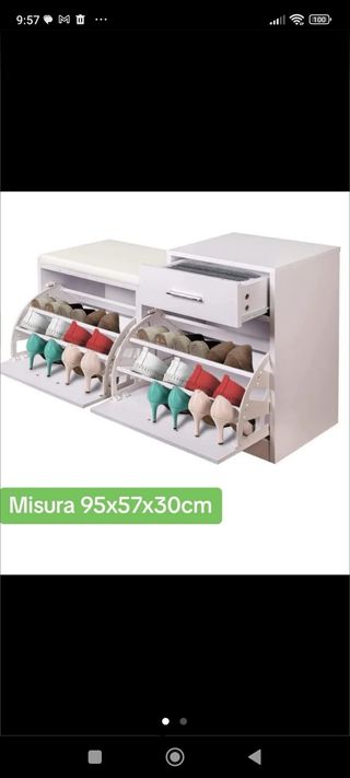 Panca in legno con doppia scarpiera