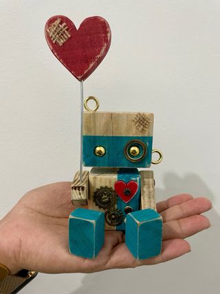 Statuetta robot steampunk stile vintage handmade