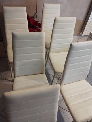 6 sedie in ecopelle beige