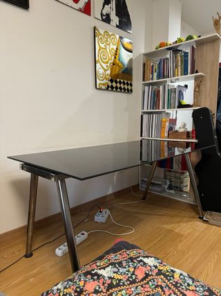 Tavolo in vetro nero satinato regolabile 160x80