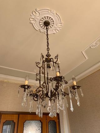 n. 2 lampadari in cristallo bronzo