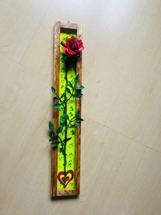 quadro rosa in pelle fatto a mano nuovo