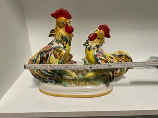 Coppia galli in ceramica di Bassano