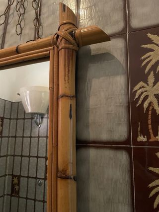 Specchio bagno in canna di bambú