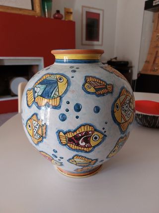 Vaso in ceramica vintage Pesci