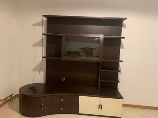 Parete soggiorno porta-TV cassetti mensole vetrina