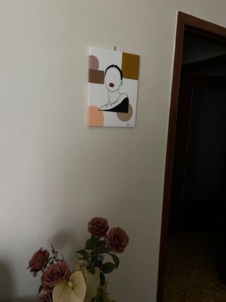 Quadro tela dipinto e cucito a mano