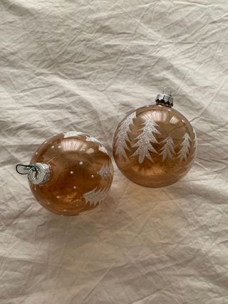 palline di vetro con decoro glitterato