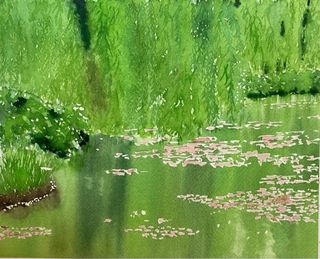 Acquerello originale dipinto a mano giardino Monet