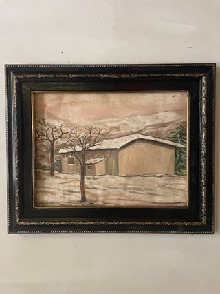 quadro dipinto olio su tela con cornice vintage h