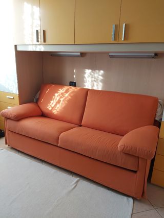 DIVANO LETTO 3 posti color arancio