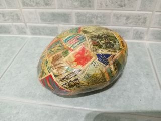 Sasso decorazione casa francobolli vintage