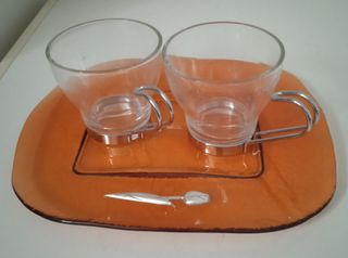 Piattino+2 tazze vetro