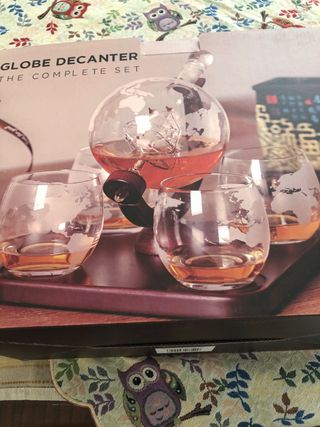 decanter set comleto per vino con 3 bicchieri