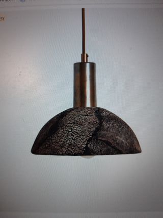 Lampada a sospensione in argilla nera e ottone