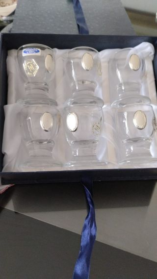 6 bicchierini liquore cristallo/argento