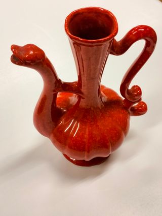 Vaso in ceramica color rosso anni 70/80