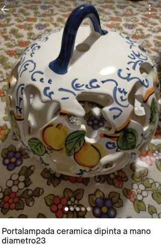 Portalampada in ceramica dipinto a mano