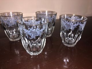 4 Bicchieri Vetro decorati Vintage